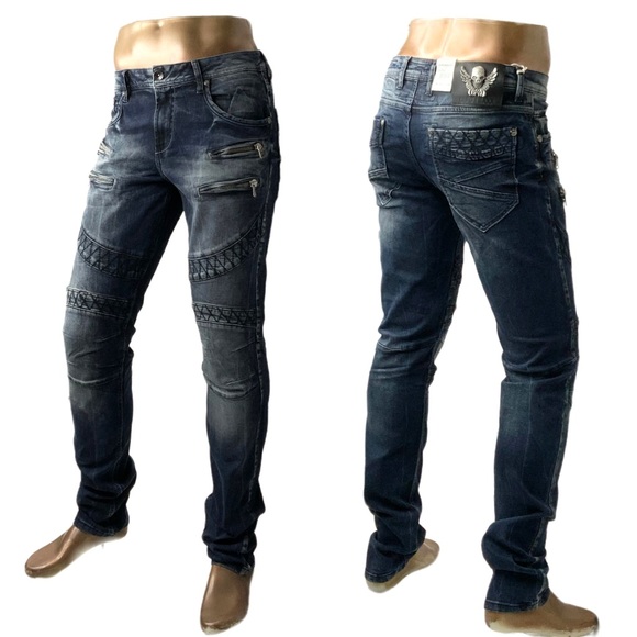 Cipo & Baxx | Jeans | Mens Cd382 Dark Blue Sandblast Denim Casual Zip ...